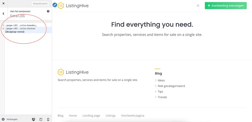 CSS code snippet to hide header and footer - HivePress - HivePress Community