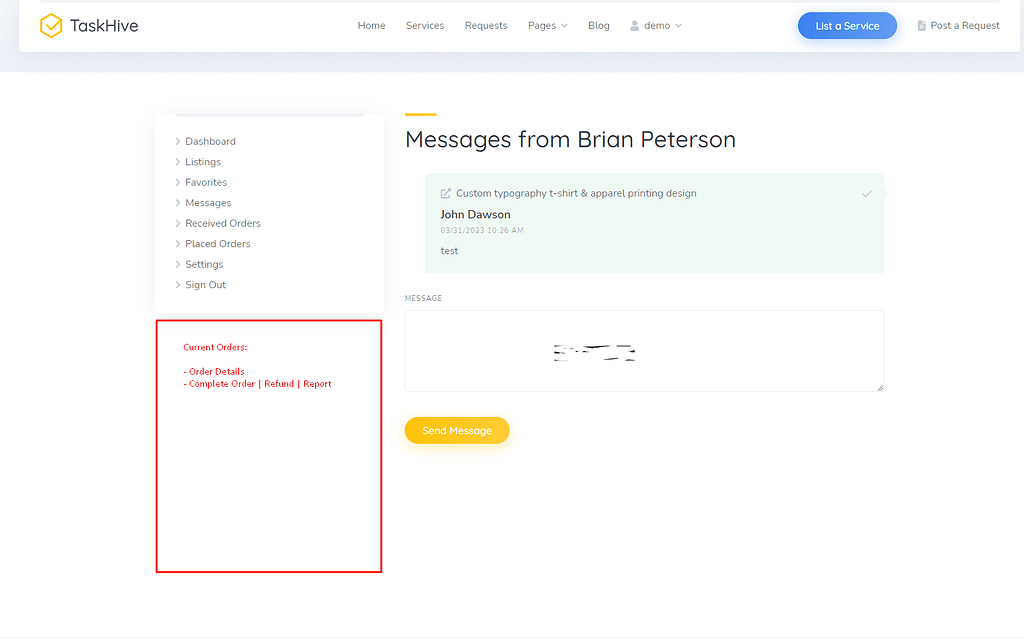 Display order details in messages - Feature Requests - HivePress Community