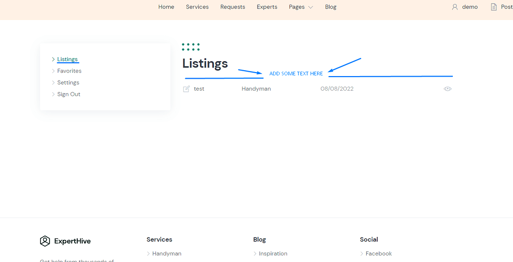 How to add text on this postion? - Paid Listings - HivePress Community